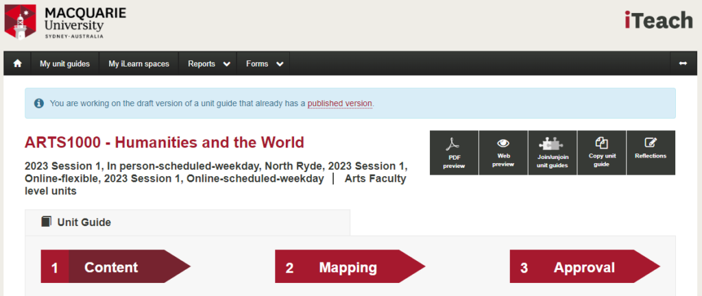 Unit Guide Preparation – Learning and Teaching Hub